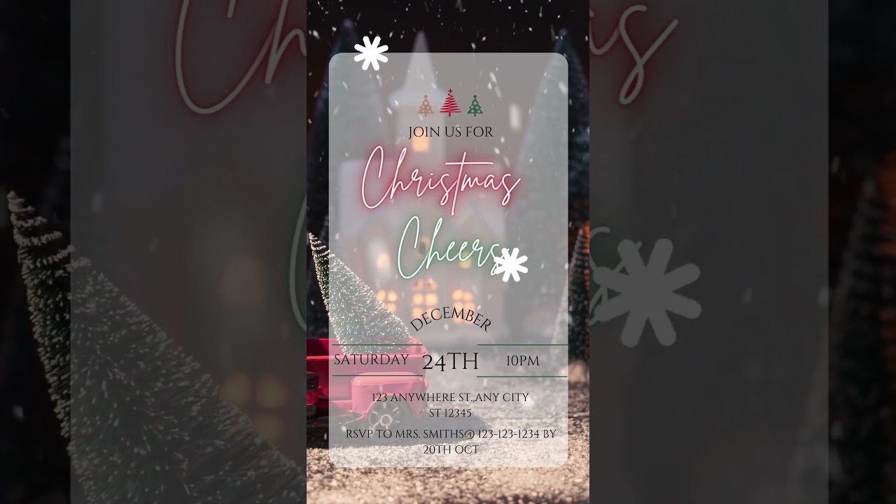 Christmas Party Invitation Video Template,Christmas card digital