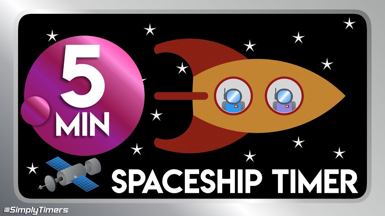 5 min Space ship, rocket pilot countdown timer in space