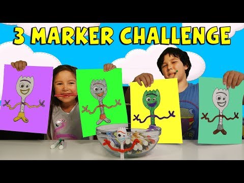 3 MARKER CHALLENGE | Coloring Forky from Toy Story 4