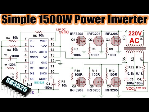 SG3525 1500Watts Power Inverter Circuit 12V DC to 220V AC Modified Sine Wave Output