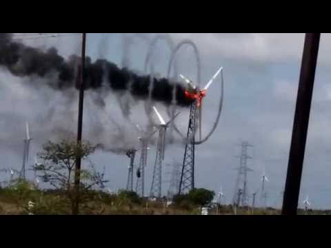 Flaming Windmill Spins a Serious Spiral of Smoke