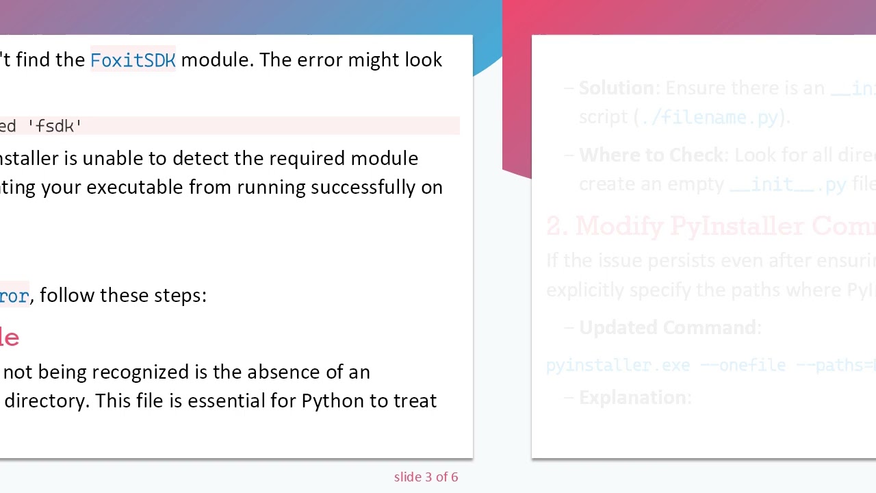 Solving the ModuleNotFoundError with PyInstaller and FoxitSDK