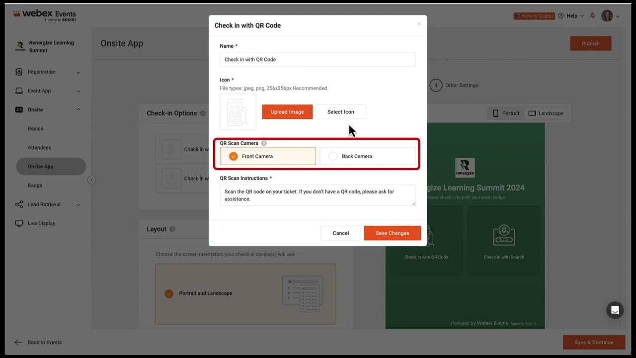 Setting up Webex Events Onsite Check-in Options
