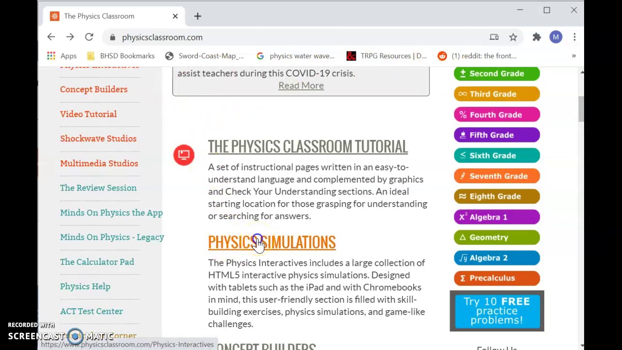 Using The Physics Classroom