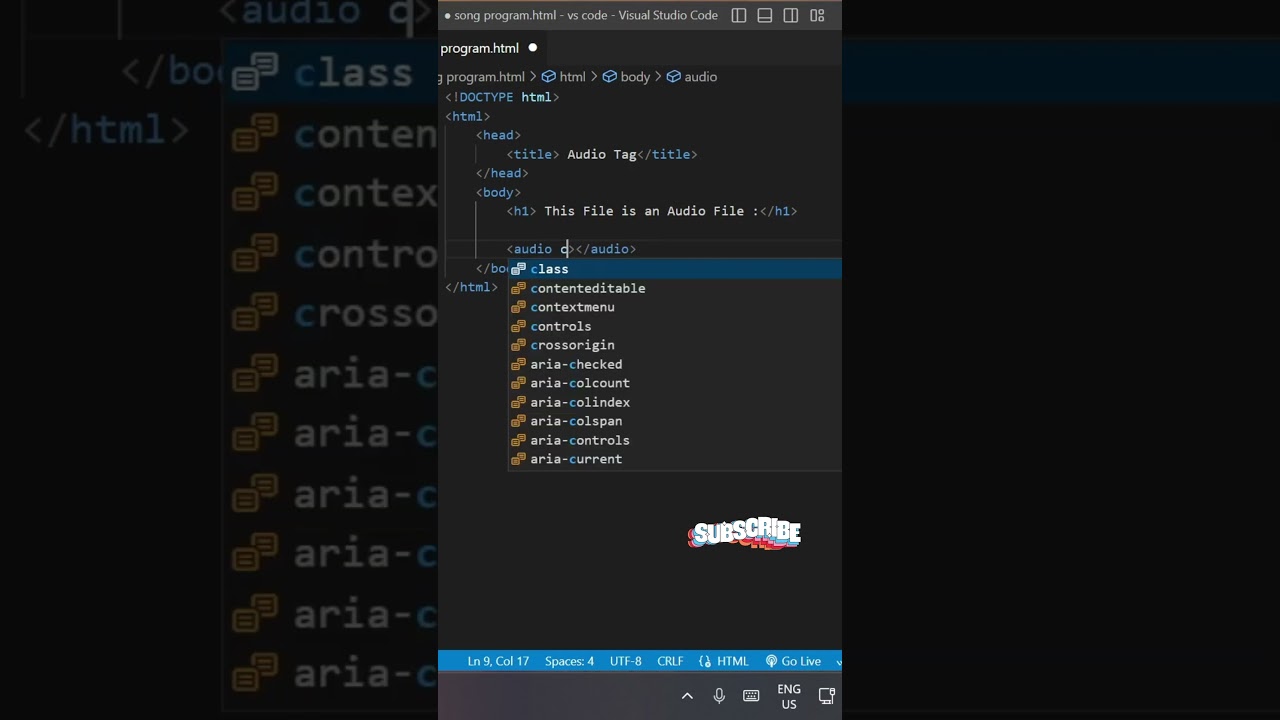 🧑🏻‍💻 How To Add Audio Tag | Html css  #coding #shorts #viral