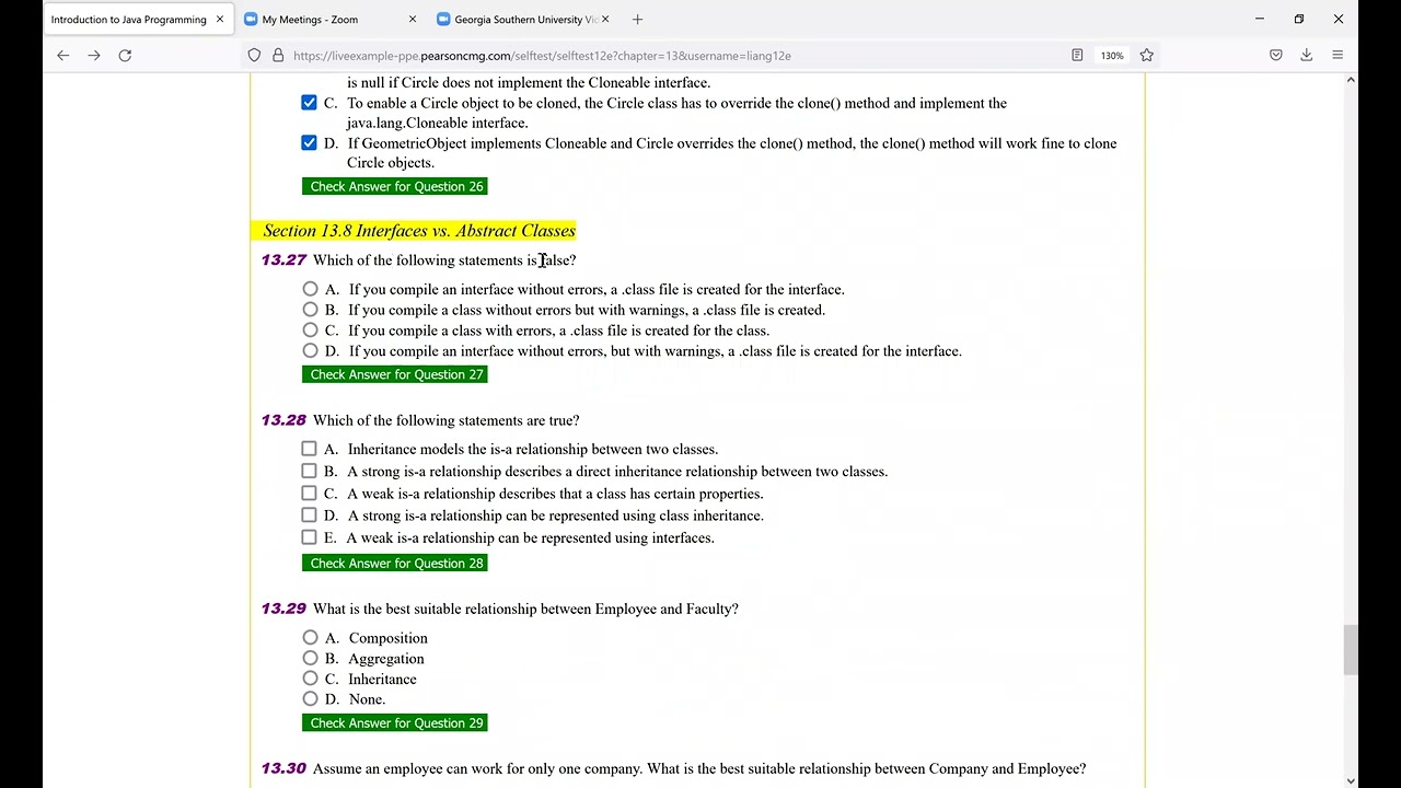 Daniel Liang Java Chapter 13 Multiple Choice Questions Part 3