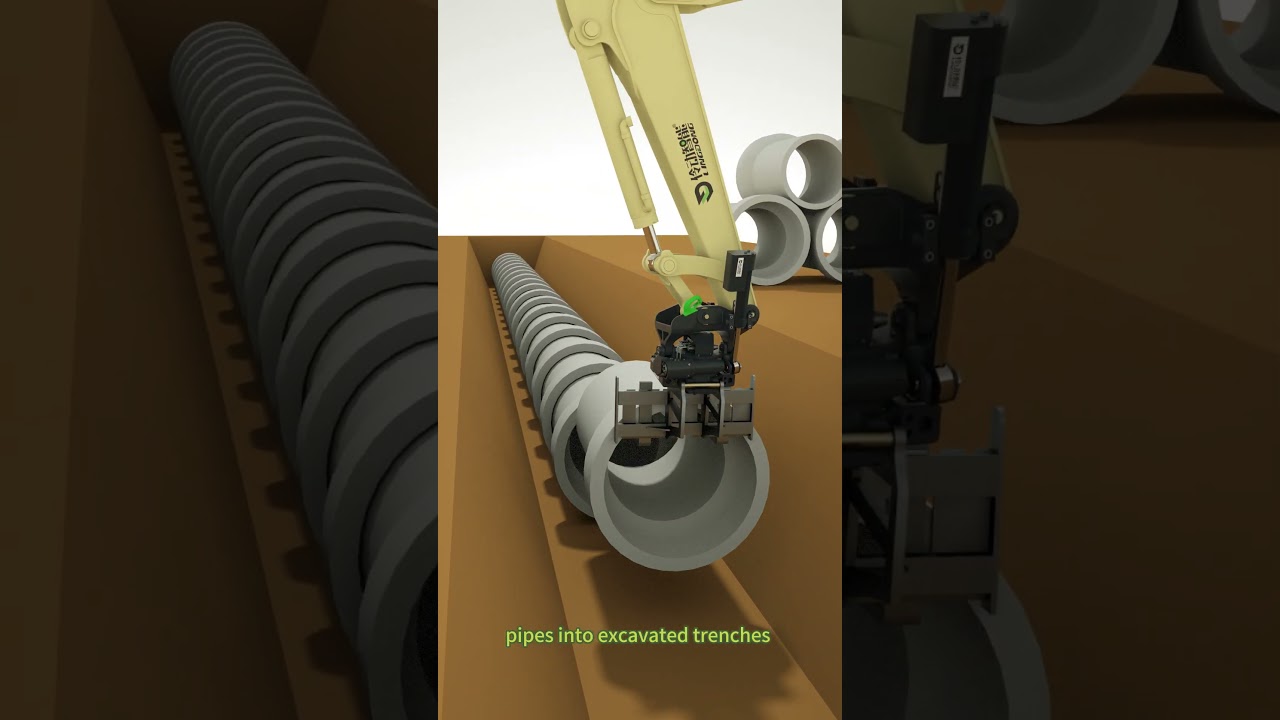 伶动Enhance Pipeline Installation Efficiency with Lingdong Hydraulic Wrists  #tiltrotator #excavators
