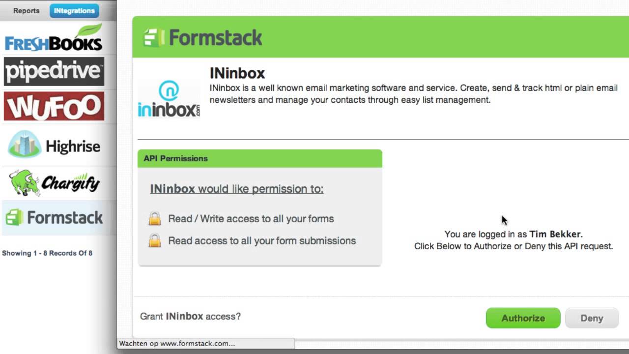 Formstack Integration with INinbox