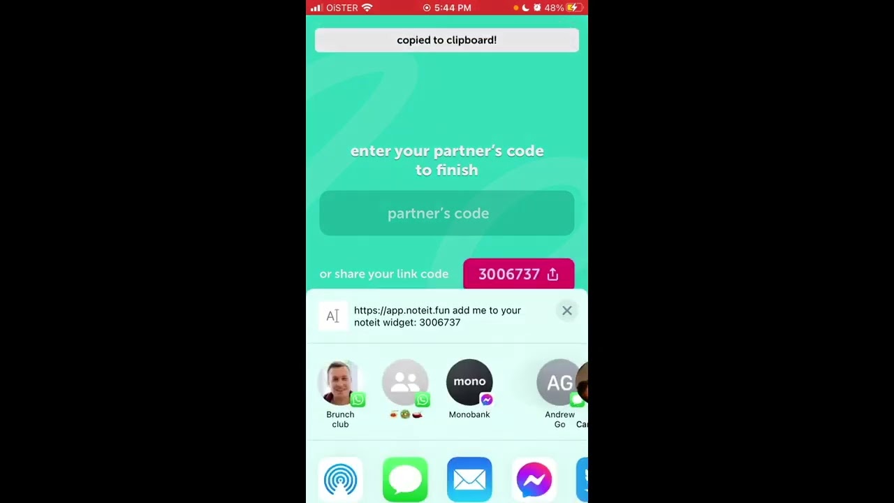 How to add partner in noteit widget app?