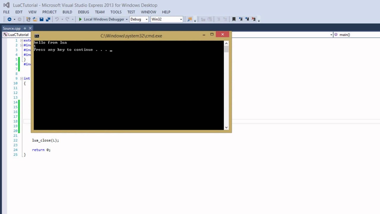 Lua Tutorial 24: Communicating from Lua to C