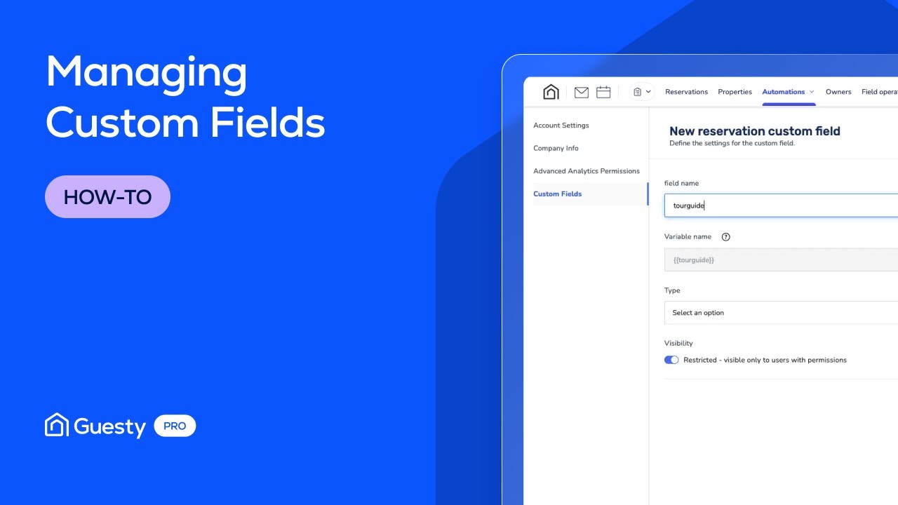 Managing Custom Fields | Guesty Pro