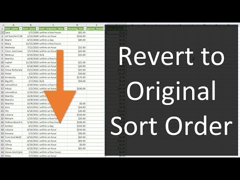 How To Retain Or Revert Back To Original Sort Order In Excel
