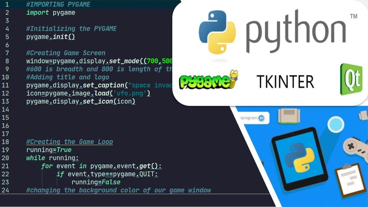 Pygame Tutorial 2- Adding Logo,Title,Background To The Game Window