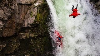 Waterfall stunt video: Watch kayaker and diver plunge off 75ft ...