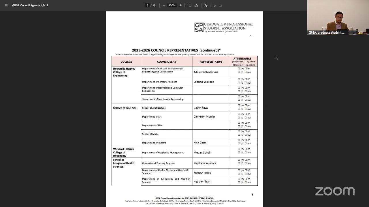 GPSA, graduate student government's Personal Meeting Room