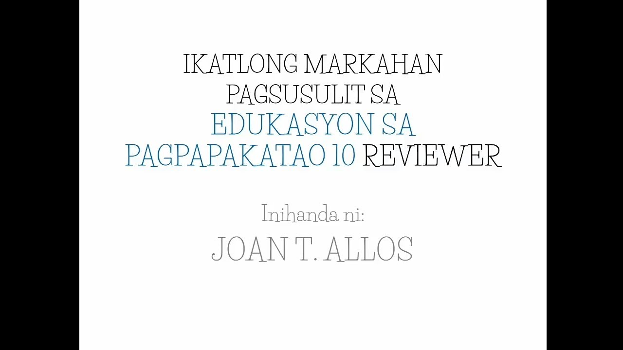 ESP 10 3rd Quarter Exam Reviewer (correction on the title)