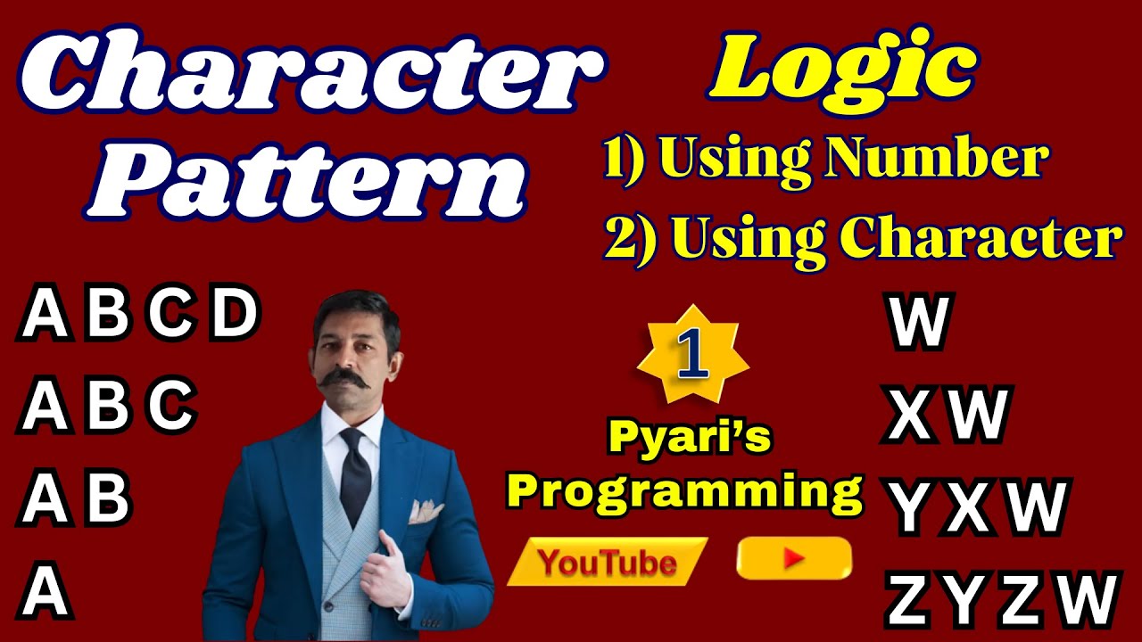 Character Pattern | Alphabet Pattern Logic in Java | Pattern Tricks using java