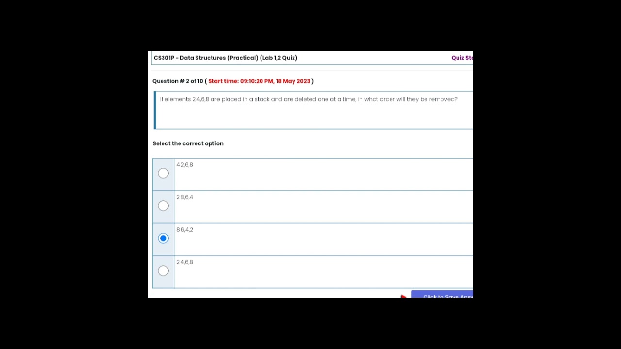 CS 301(P) Lab (1, 2)quiz with solution