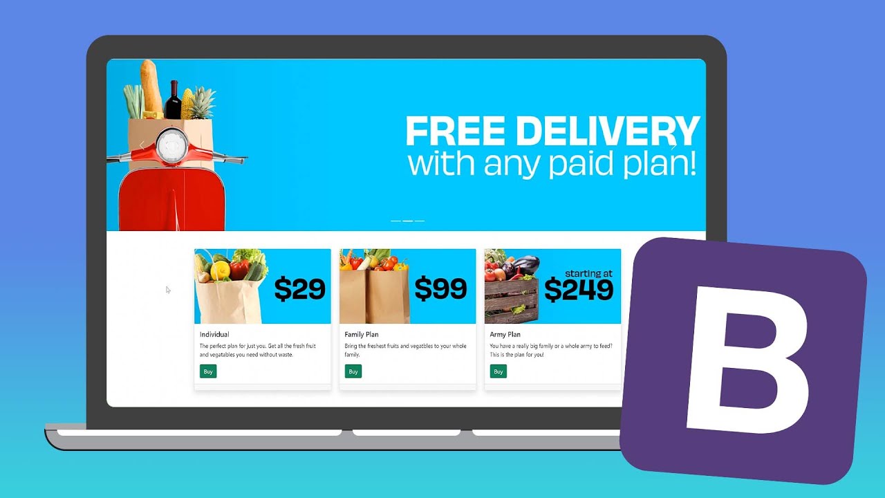 Bootstrap 5 Tutorial: Carousel & Card Pricing Page