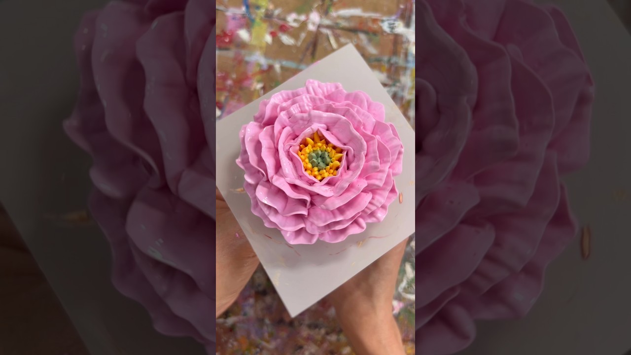 How to Pipe a 3D Textured Flower with Acrylic Paint 🌸 | Step-by-Step Tutorial #artprocess