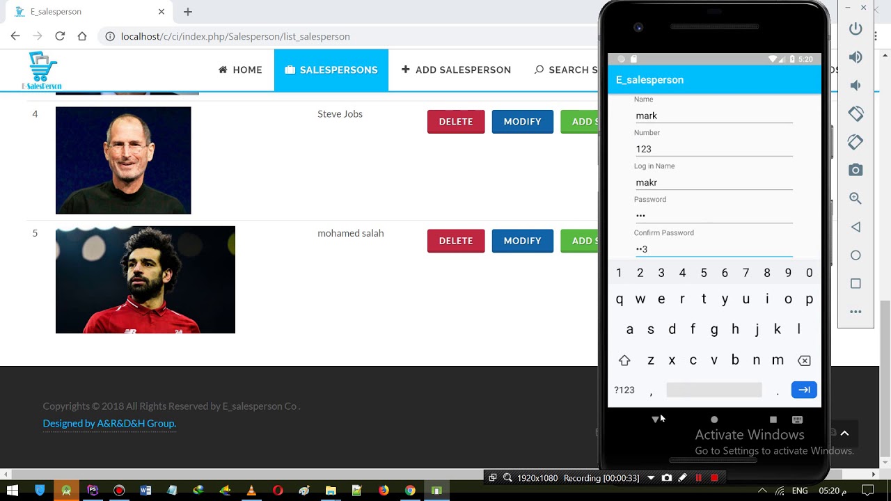 Android App, Api , php CodeIgniter backend , live update