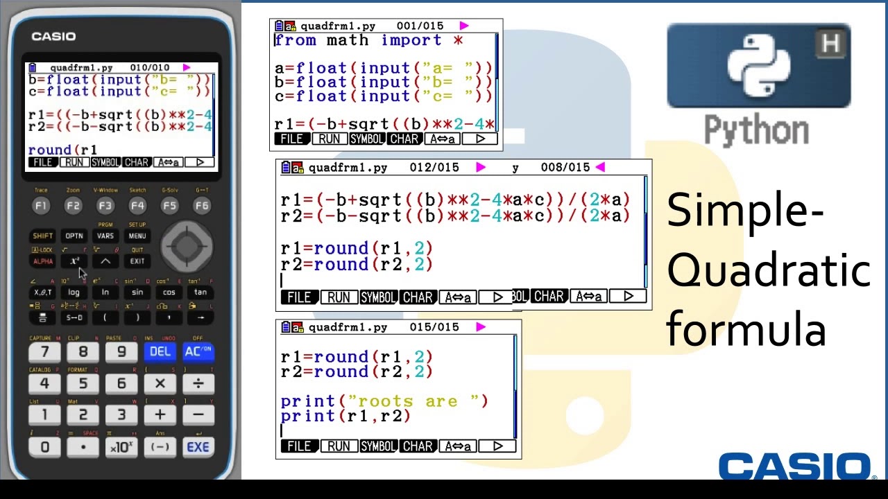 Python™ Video 8: Simple Quadratic Formula