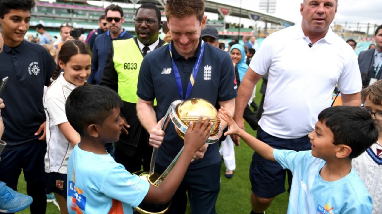 England celebrate winning the 2019 Cricket World Cup final at The Oval