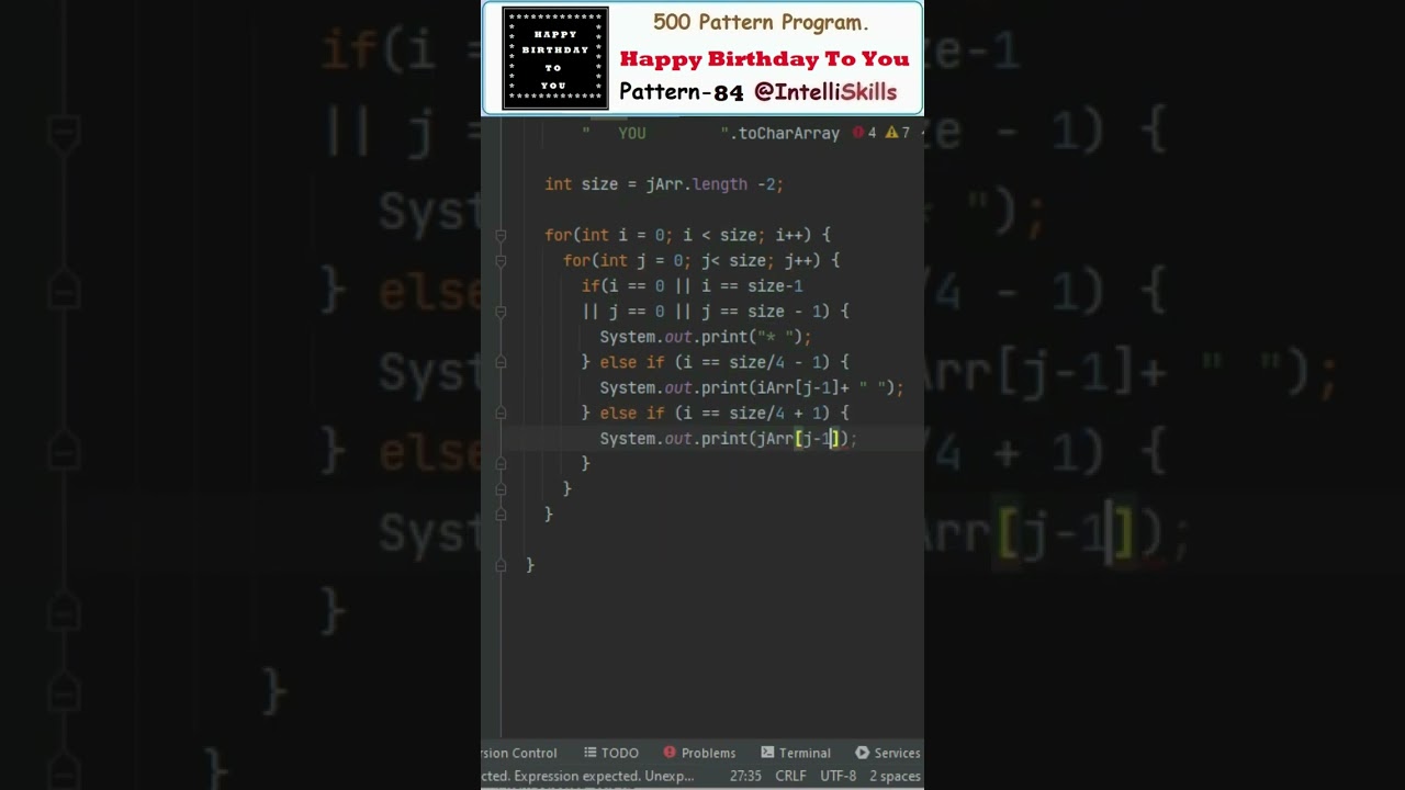 Java Happy Birthday Program | Java Pattern #Shorts #java #coding #programming #trending #viral