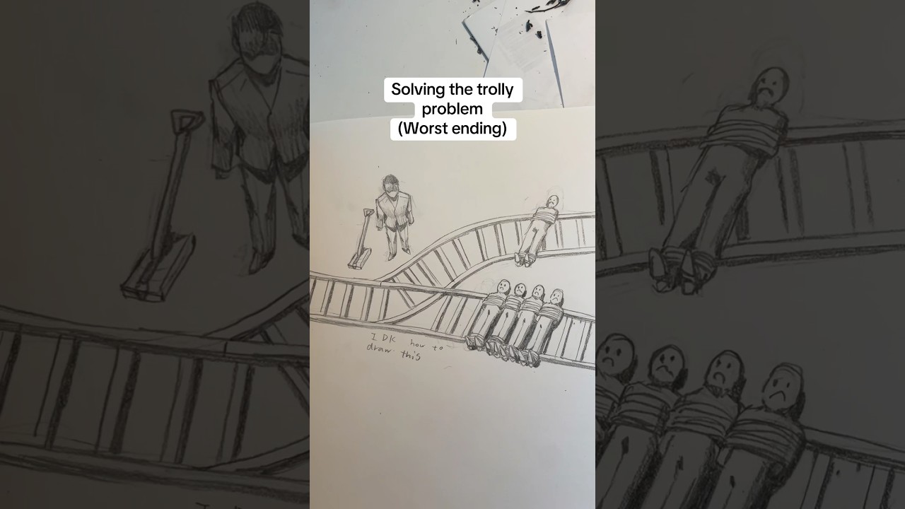 The trolly problem solution (worst ending) #pencildrawing #memes