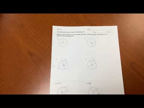 Central and Inscribed Angle Worksheet #1