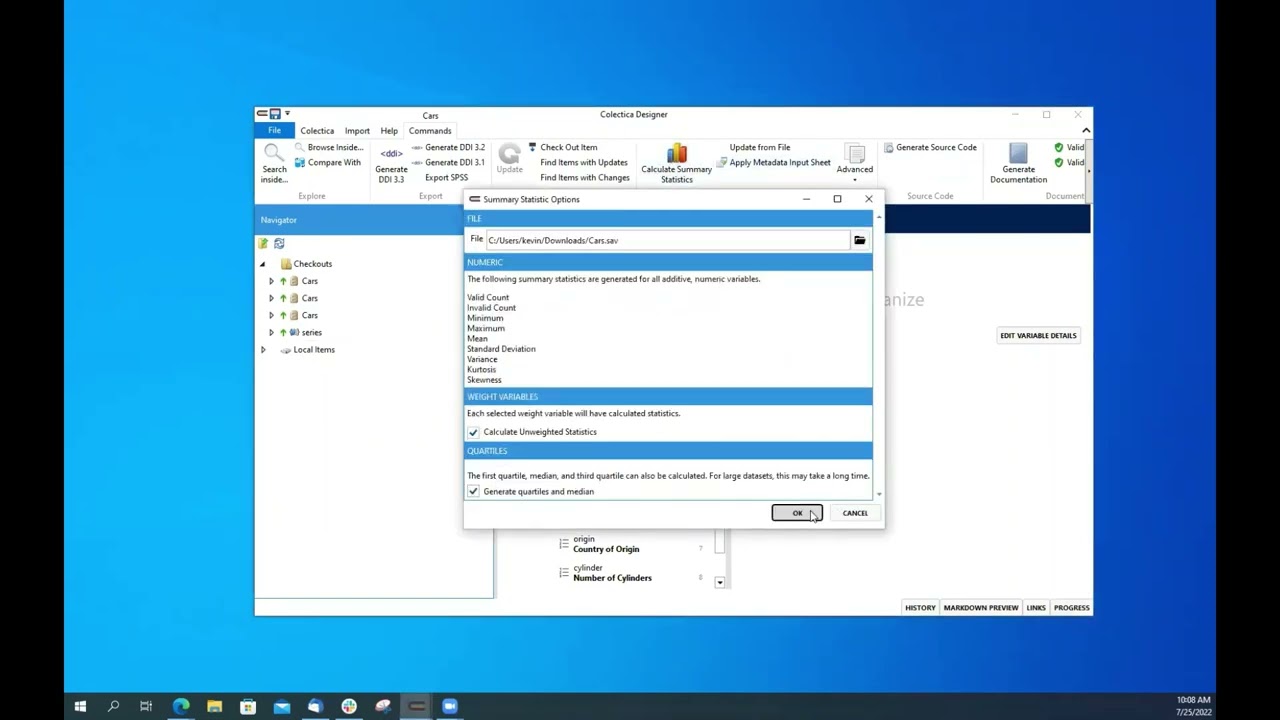 Import SPSS and create a data dictionary codebook