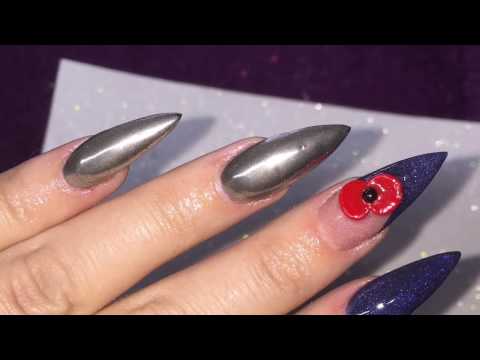 Acrylic Nails | Navy Blue | Chrome | Stiletto nail shape