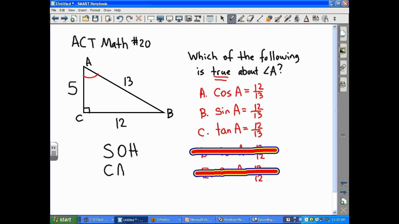 ACT Math Test:  Right Triangle Trigonometry