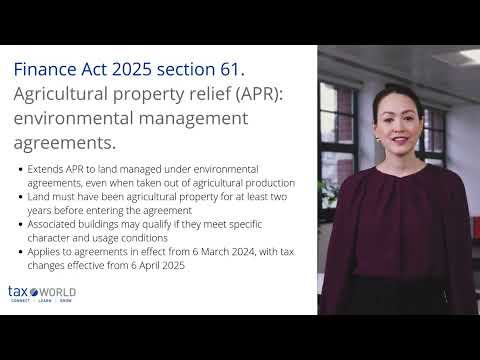Finance Act 2025 section 61. Agricultural property relief (APR): environmental management agreements