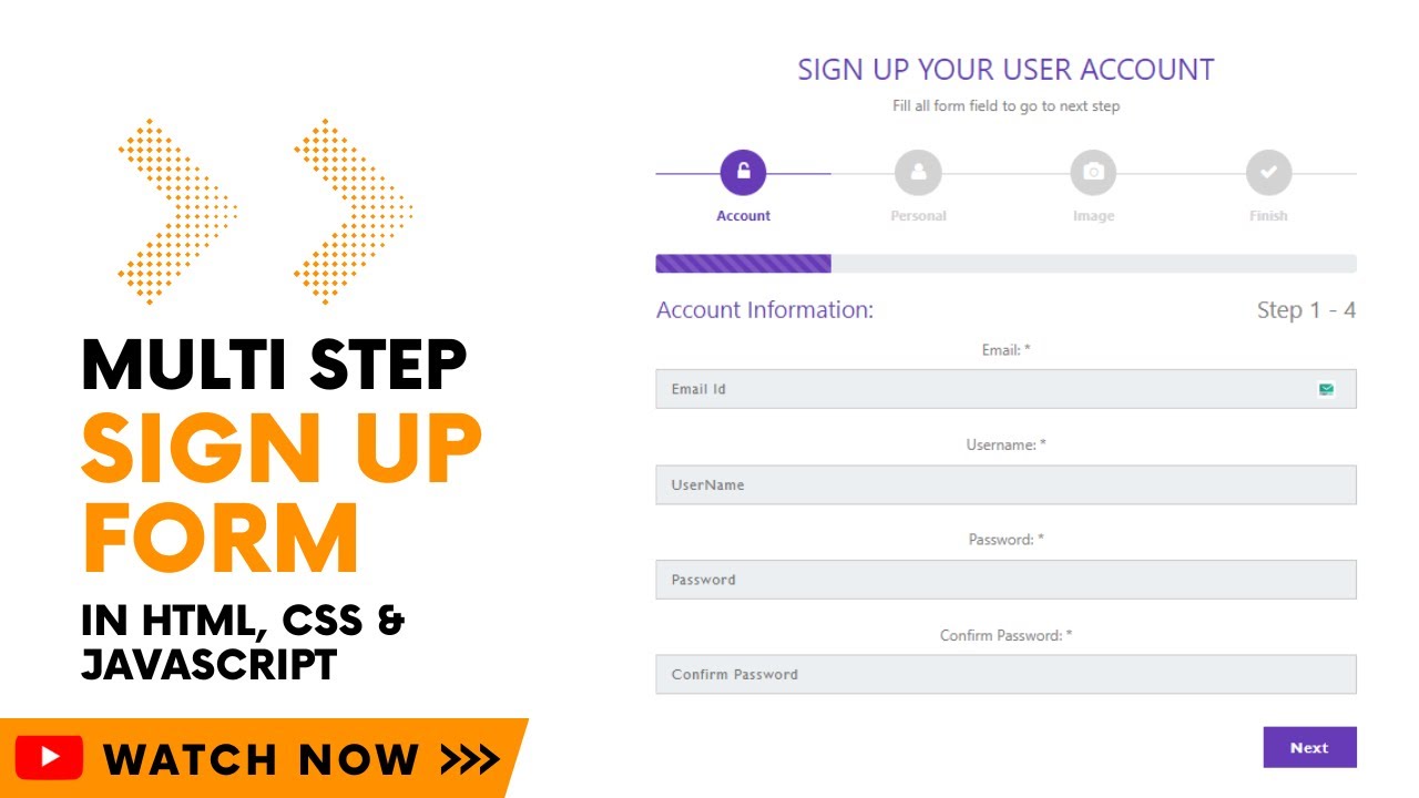 Create Multi-Step Signup Form Using HTML, CSS & JavaScript | Multi Step Form | JavaScript Projects