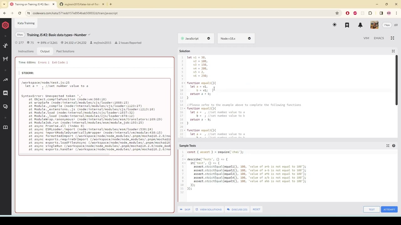 Codewars | Kata Training | Training JS #2: Basic data types--Number
