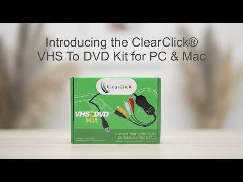 VHS to DVD kit for PC & Mac with USB video capture device, software, instructions, and tech support