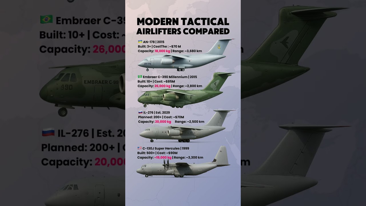 AN-178 vs C-390 vs IL-276 vs C-130J – Best Tactical Airlifter Comparison