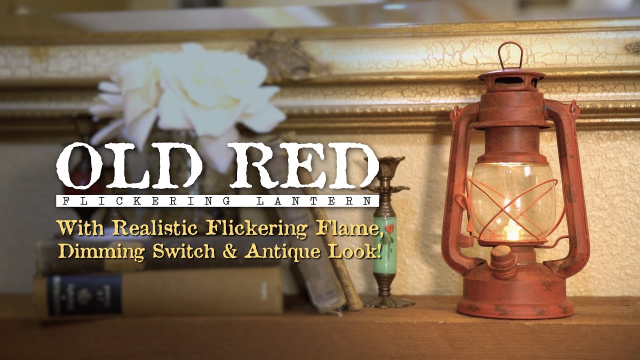 Old Red by WeatherRite - LED Lantern with Realistic Flickering Flame