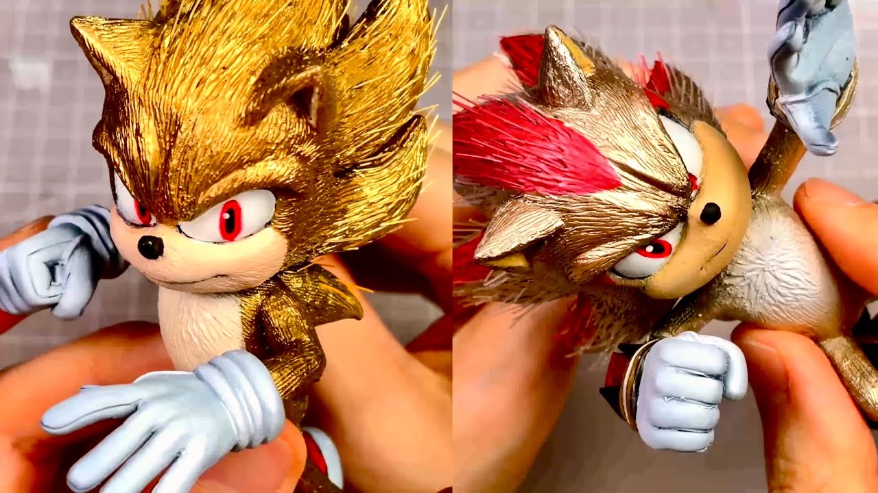 Making Realistic Super Sonic & Super Shadow with Clay / LED Diorama / Sonic Movie [ kiArt ]