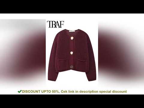DEAL TRAF Autumn Winter Knitted Cardigans For Women Casual Button Long Sleeve Female Sweater 2024 Fa