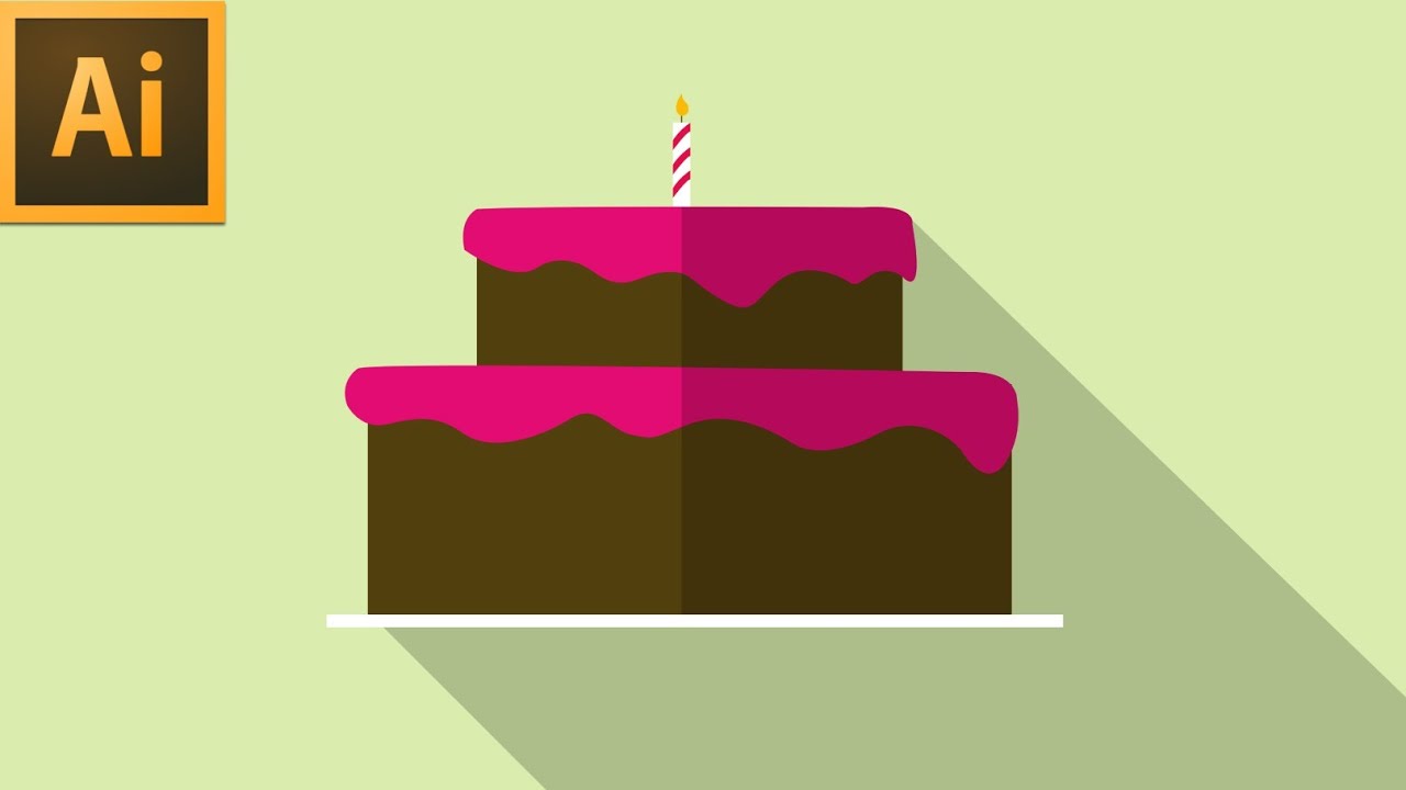 Cake Design Tutorial Adobe Illustrator (Flat Design) + Speed Art