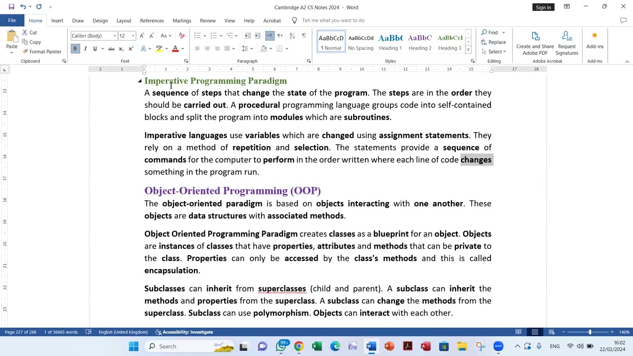 Cambridge A2 Computer Science Chapter 20 Further Programming Part 1 Programming Paradigms