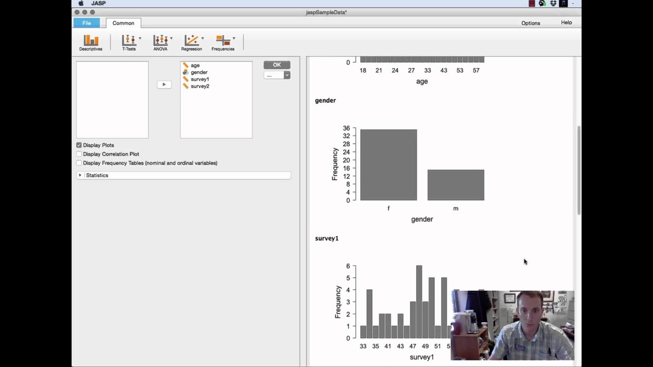 JASP help 2 -- basic descriptive statistics