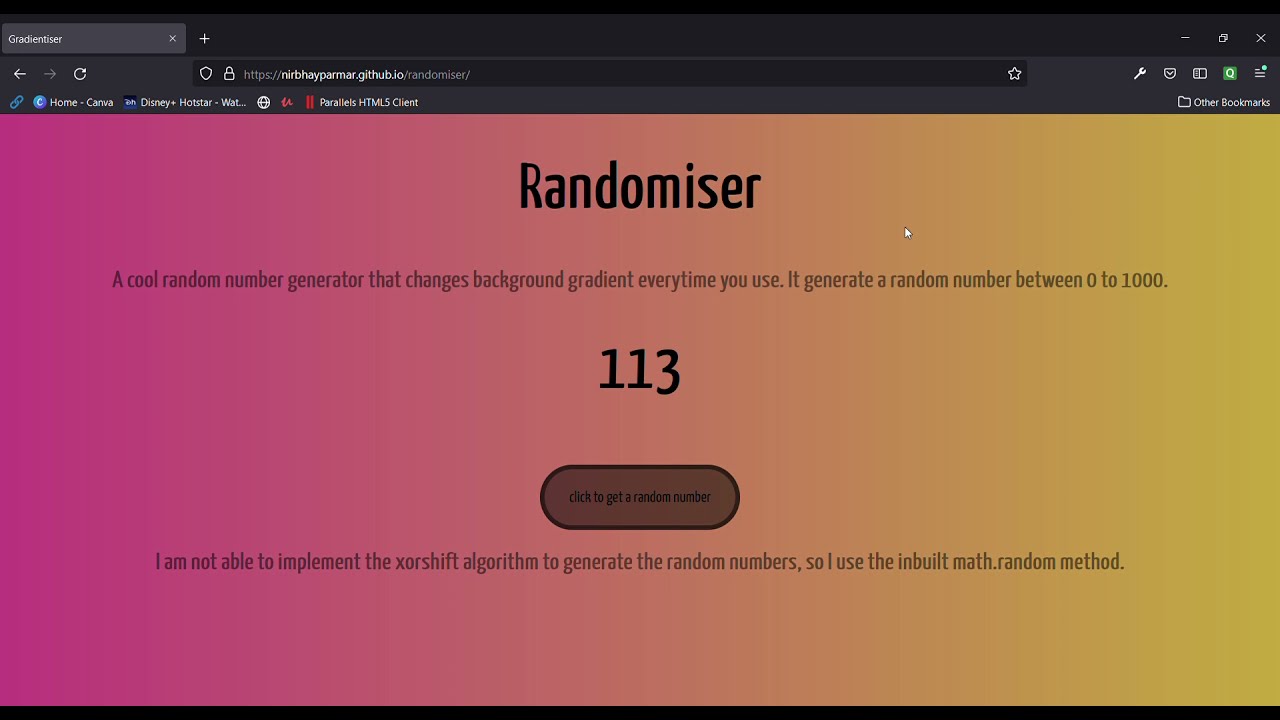 Randomiser- the random number generator for MLH INIT event