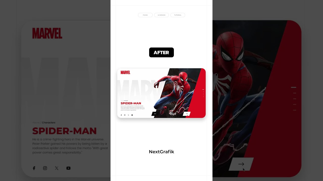 Marvel character page animated interface designs in Figma?#shorts   #animation #figma #tutorial