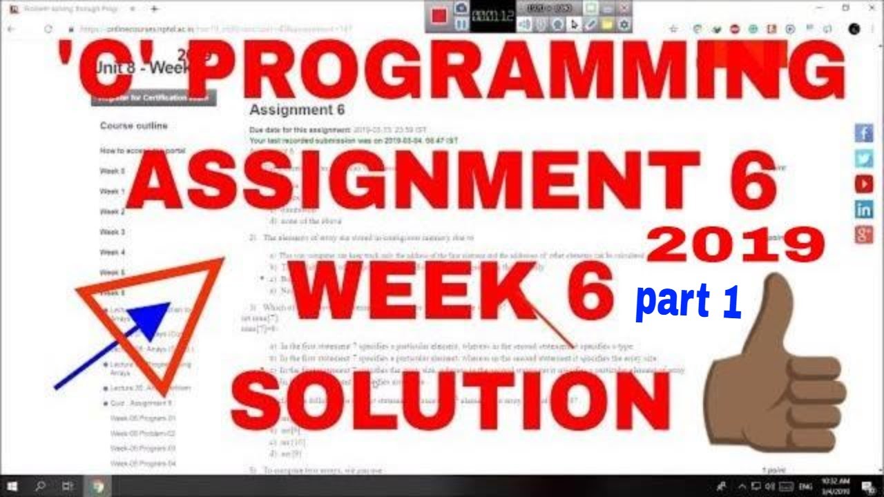 problem solving through C Assignment 6 week 6 in C Programming answers part 1