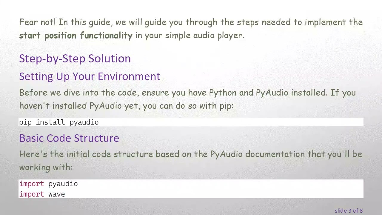 Creating a Simple Audio Player in Python with PyAudio: Adding Start Position Functionality