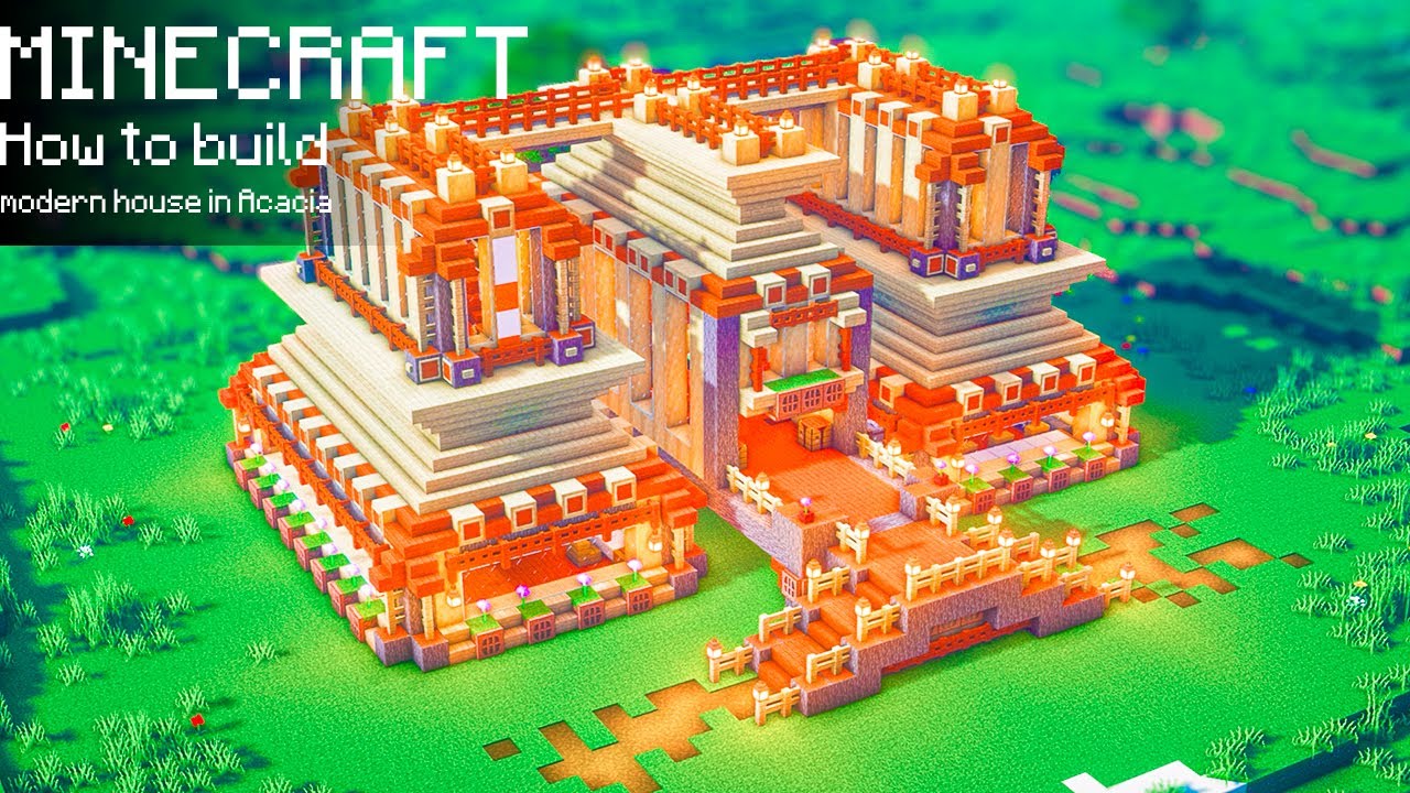 Minecraft : How to build a modern house in Acacia | 4K Minecraft Base ...