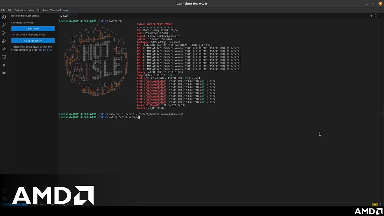 Deploying vLLM from AMD Infinity Hub with AMD ROCm™ Software Platform